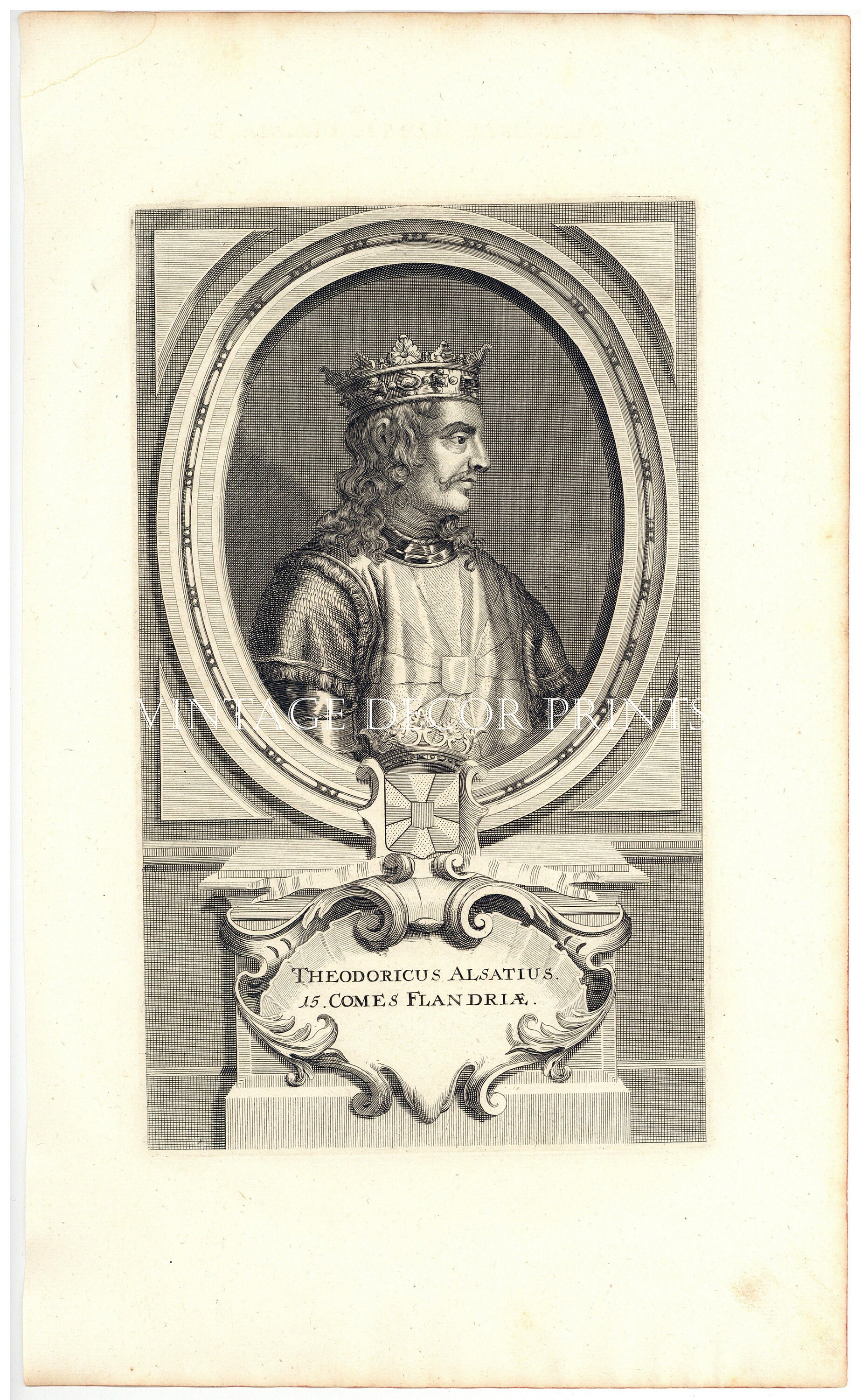 Original 1735 Historical Portrait of Theodoricus Alsatius. Royalty and ...