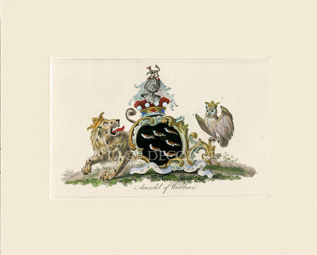 Coat of Arms, 1790 Heraldry Print for arundel of Wardour Original ...