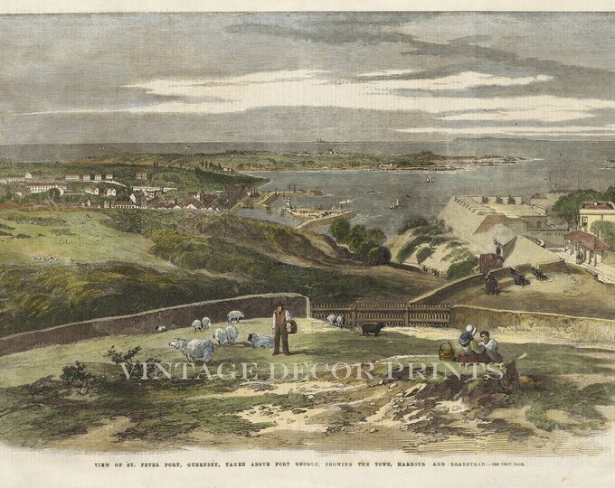 Guernsey St. Peter Port Taken Above Fort George 1861 Print From the ...