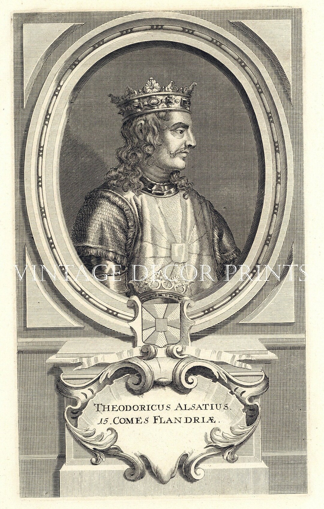 Original 1735 Historical Portrait of Theodoricus Alsatius. Royalty and ...