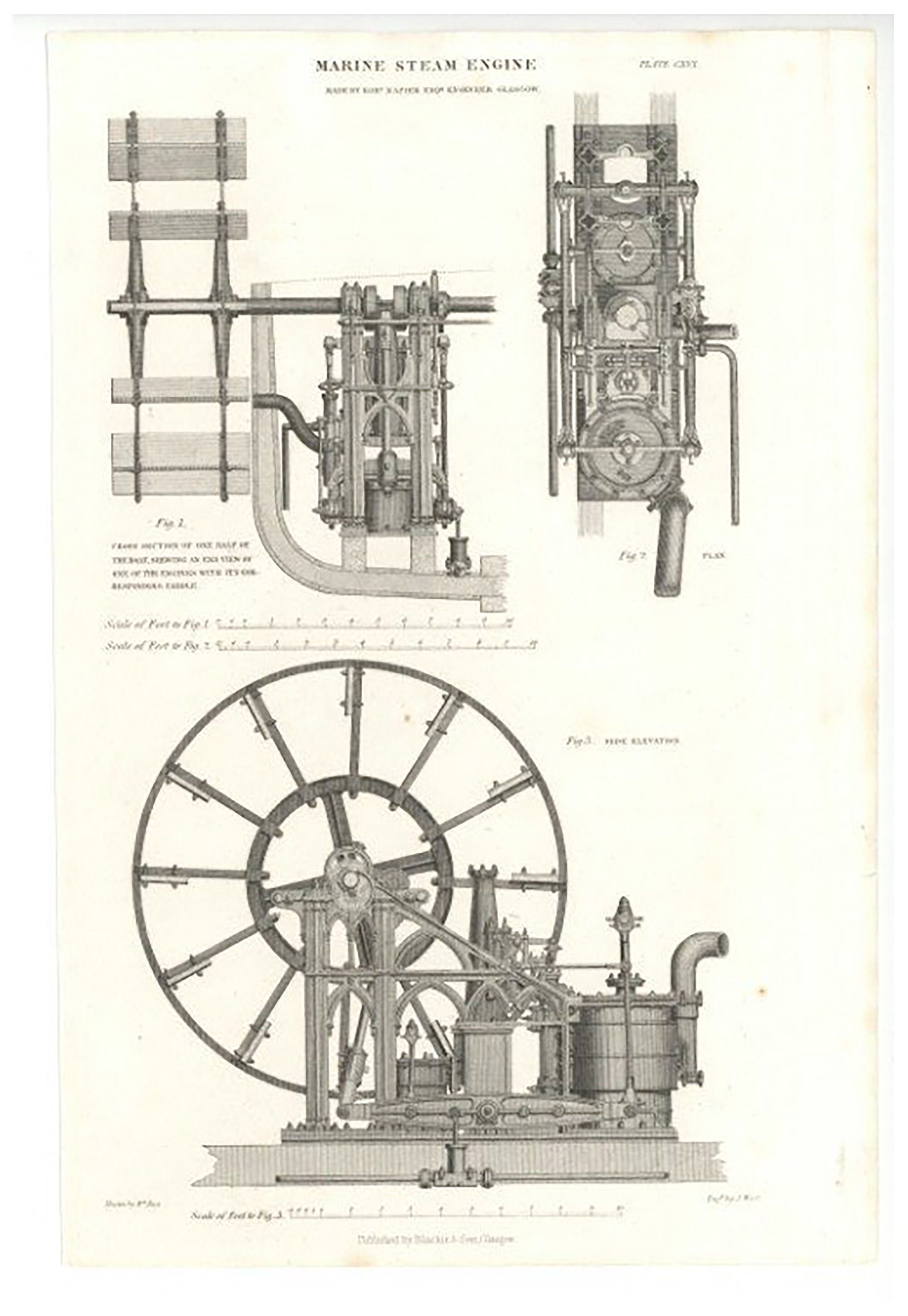 Marine Steam Engine 1858 Engineers Print Paddle Boat Wheel Engine Made ...