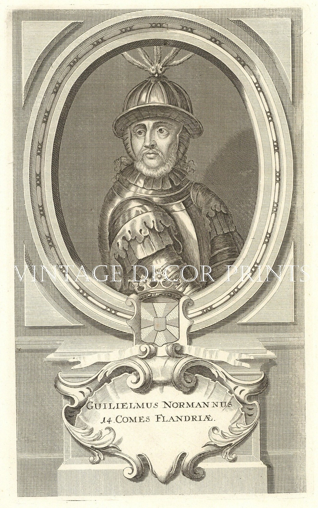 Original 1735 Historical Portrait of Guilielmus Normannus. Royalty and ...