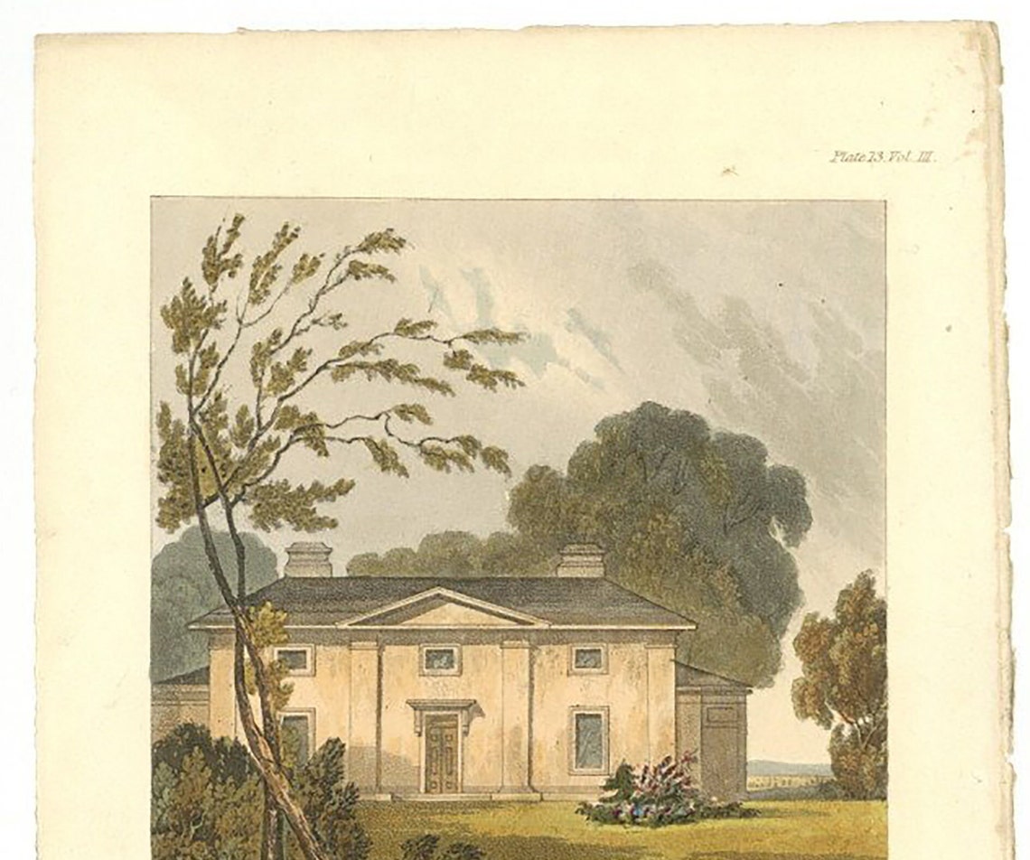 Ackermann 1817 Hand Coloured Aquatint Garden Architecture Print A Villa ...