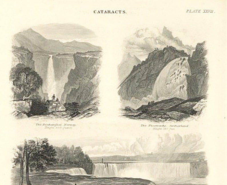 Cataracts- Waterfalls Circa 1885 Print of Five Different Waterfalls ...