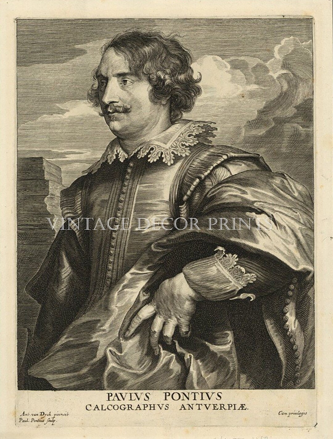 17th Century Engraving of Paulus Pontius Calcographus Antwerpiae ...