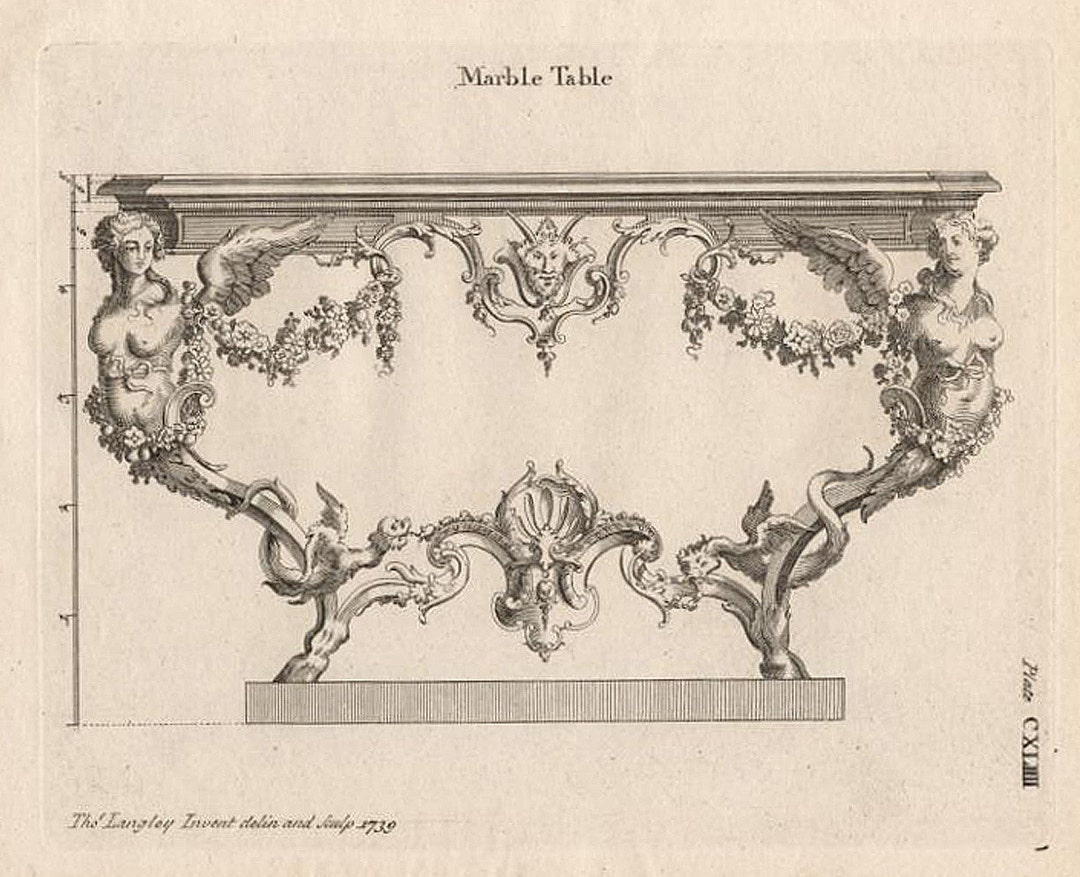 Interior Design Engraving. Design for a Marble Table. Date 1739 ...
