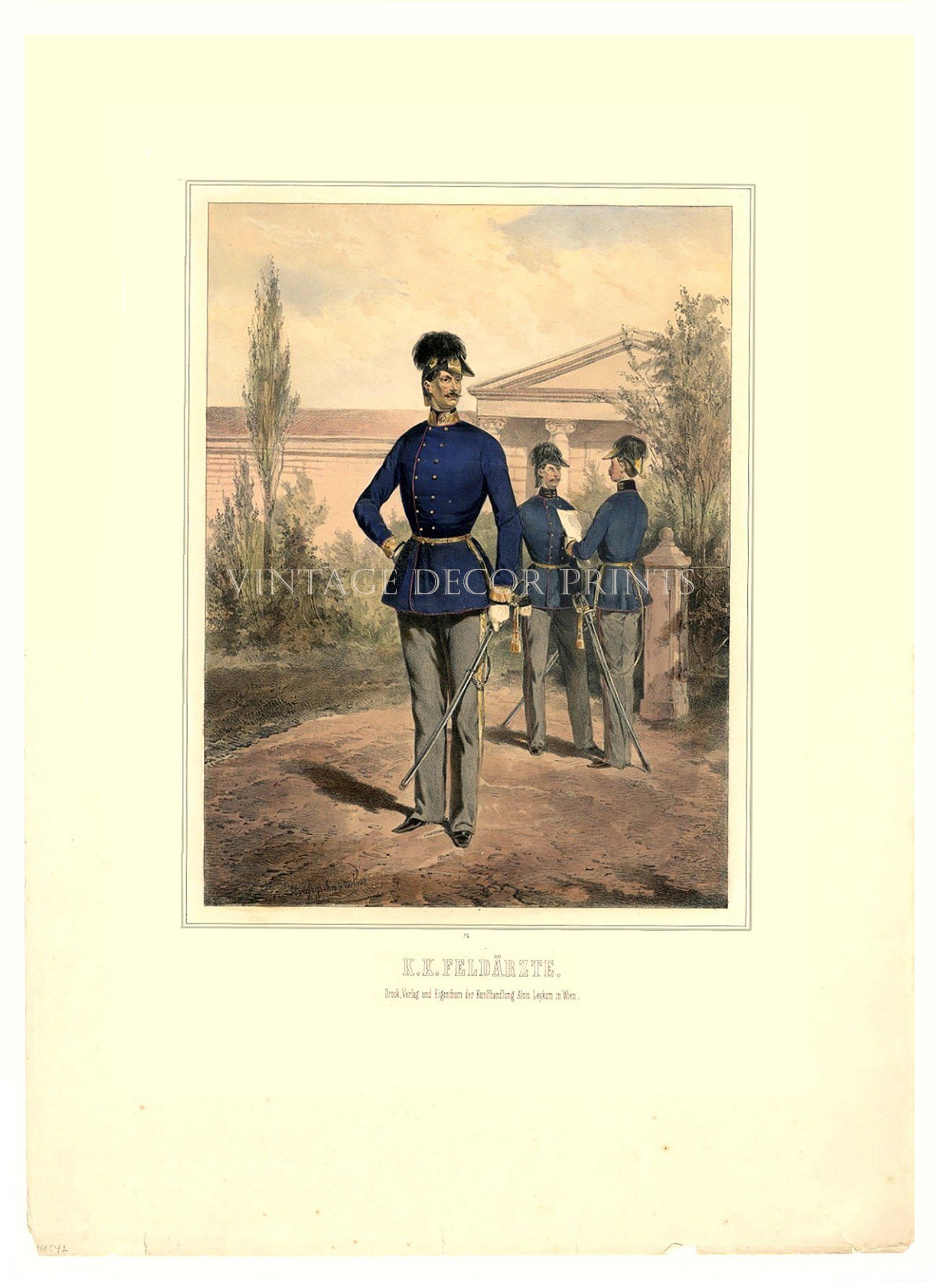 Military Print Austrian Army Original Hand Coloured Lithograph Date ...