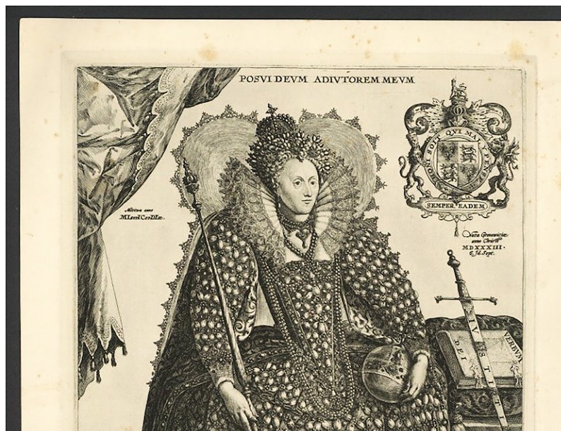 Queen Elizabeth 1st by Crispijn De Passe the Elder (1564–1637) Full ...