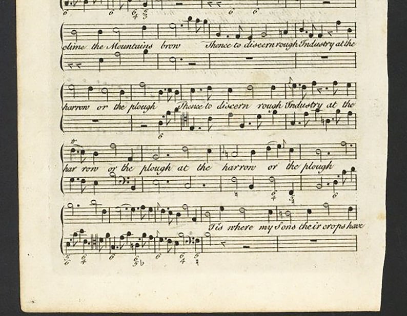 Music Song Sheet Original George II Circa 1759, Antique Music Song ...