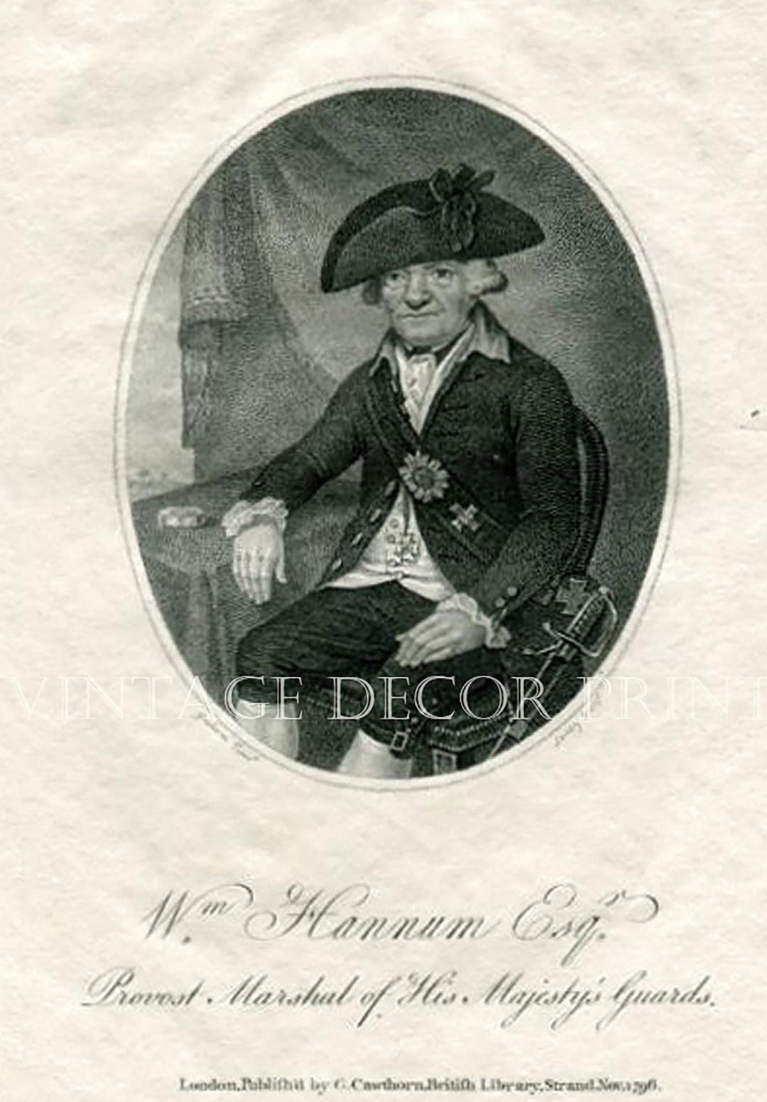 Original 1796 Georgian Portrait Print Oval Copperplate Engraving of ...