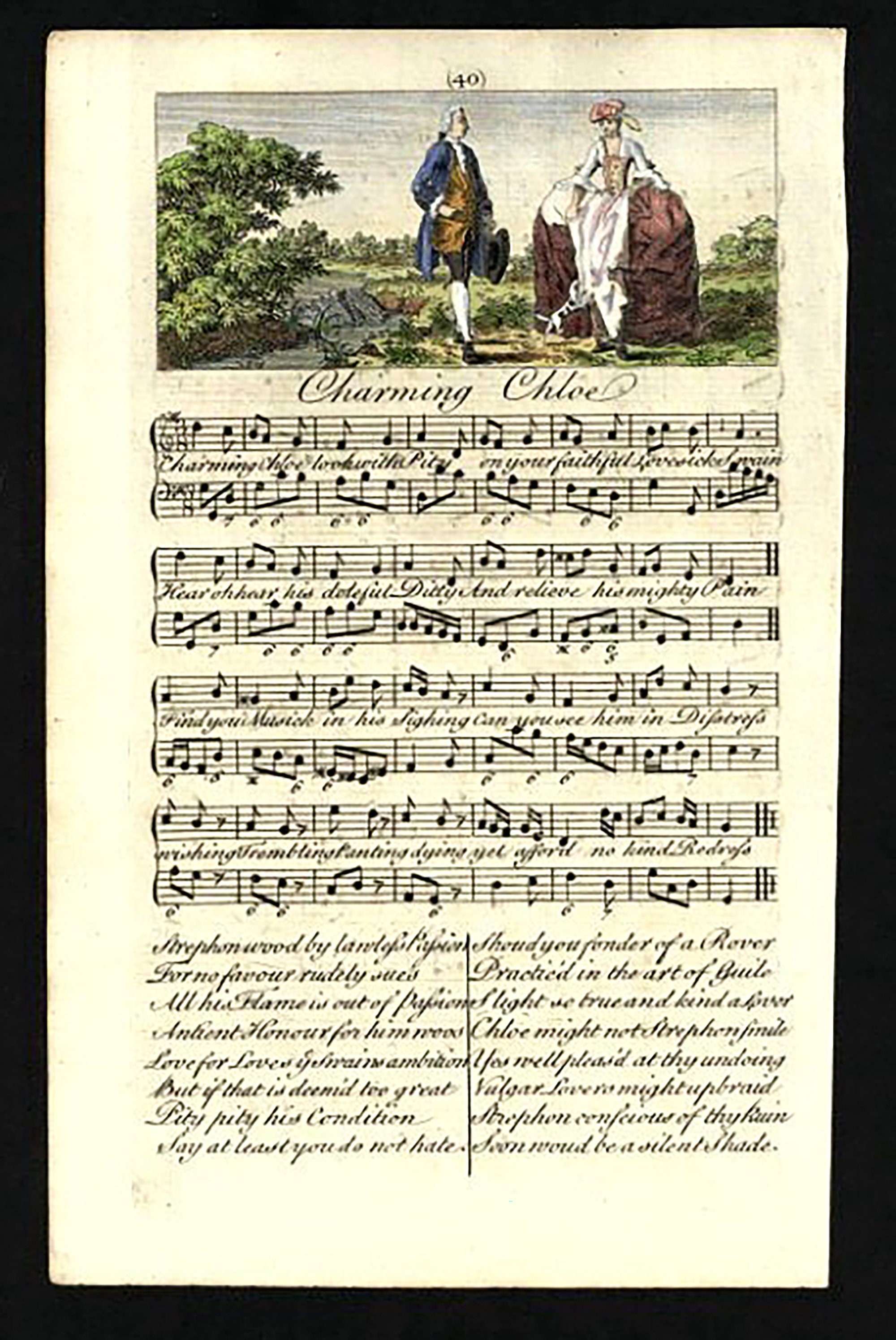 Music Song Sheet Original George II Circa 1759, Antique Music Song ...