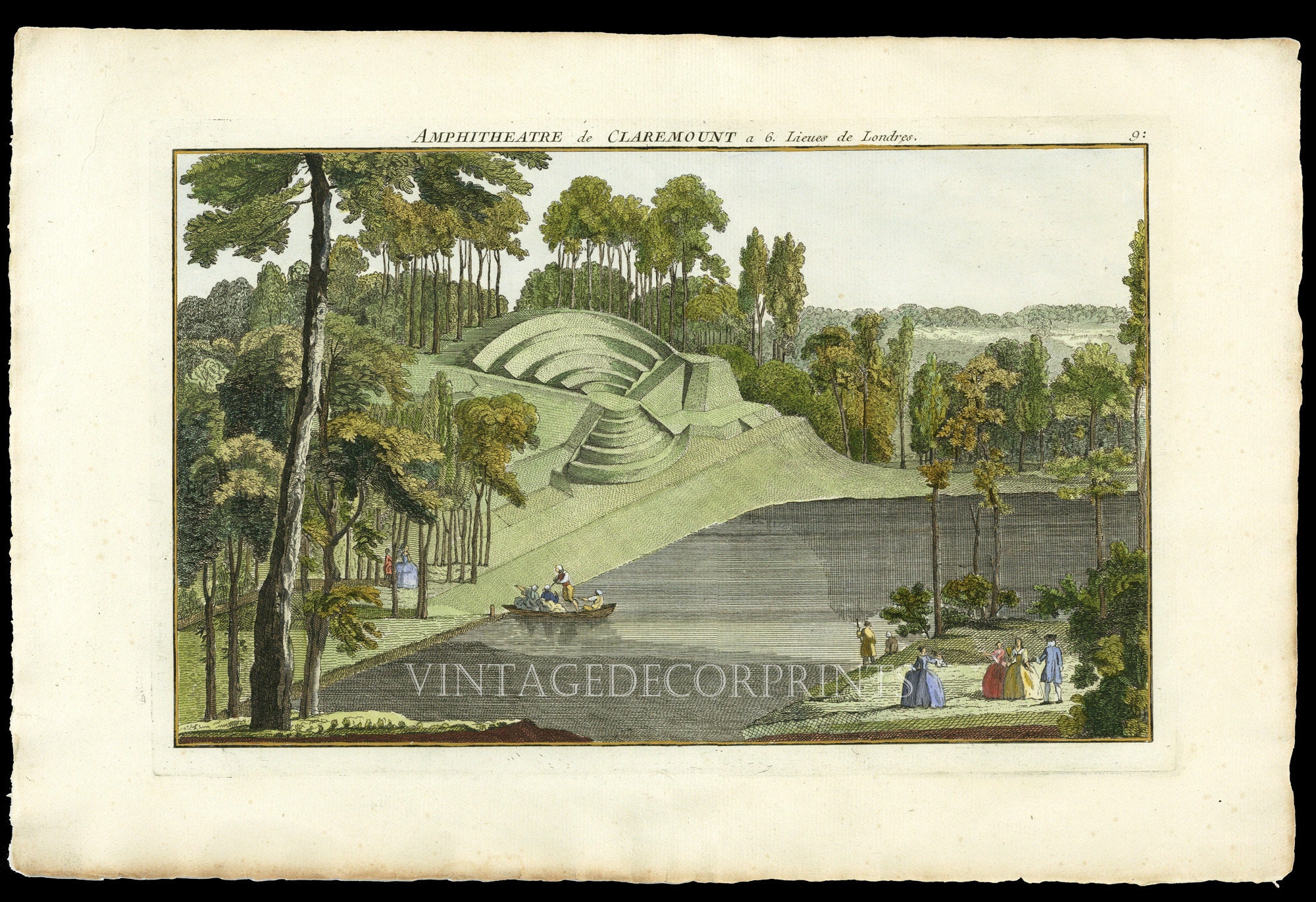 Garden Design Print, Very Rare Large Antique Engraving of an ...