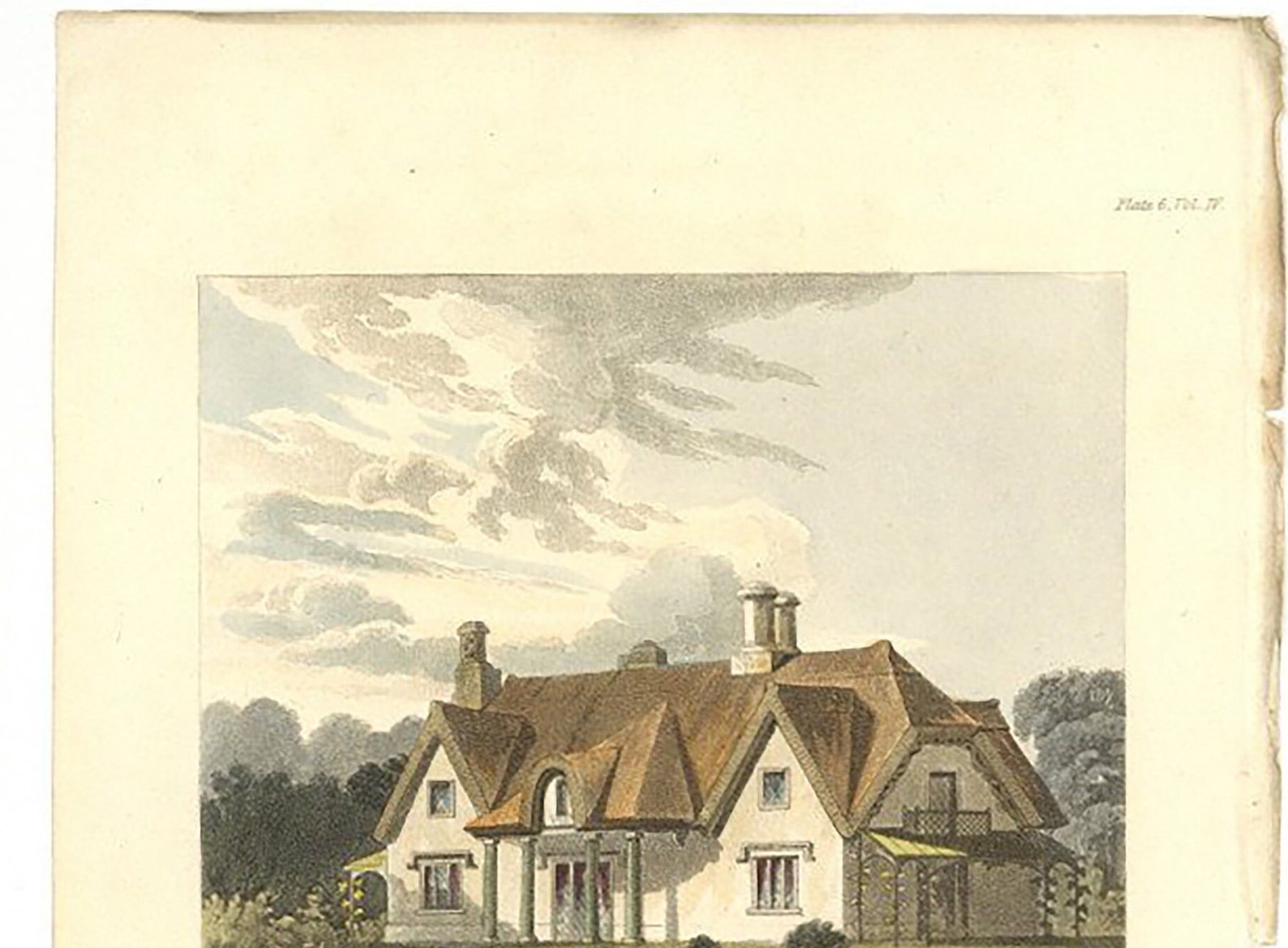 Ackermann 1817 Hand Coloured Aquatint Garden Architecture Print A ...