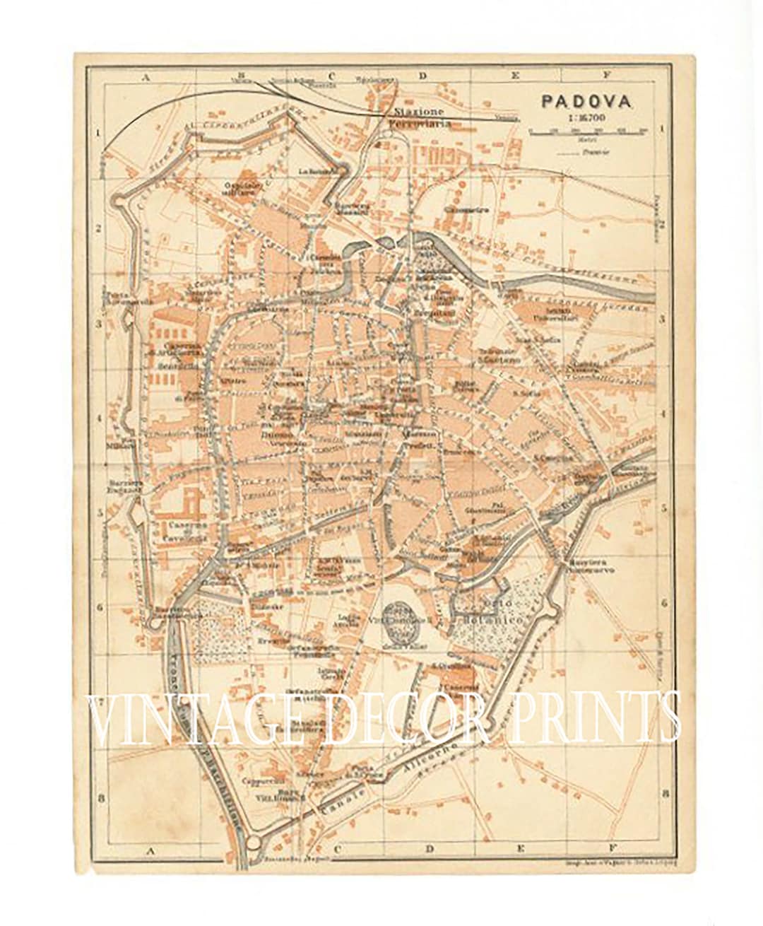 Padova Italy Antique Early 1913 Map From Baedekers Northern Italy ...