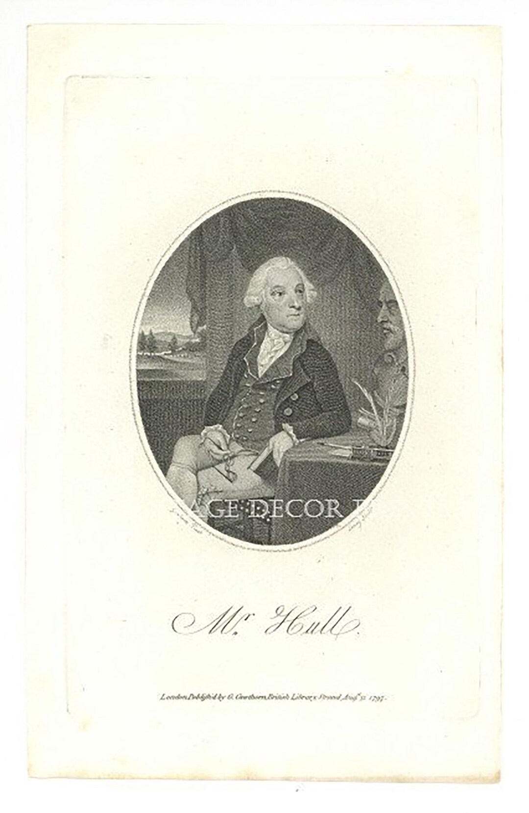 Original 1797 Georgian Portrait Print Oval Copperplate Engraving of Mr ...