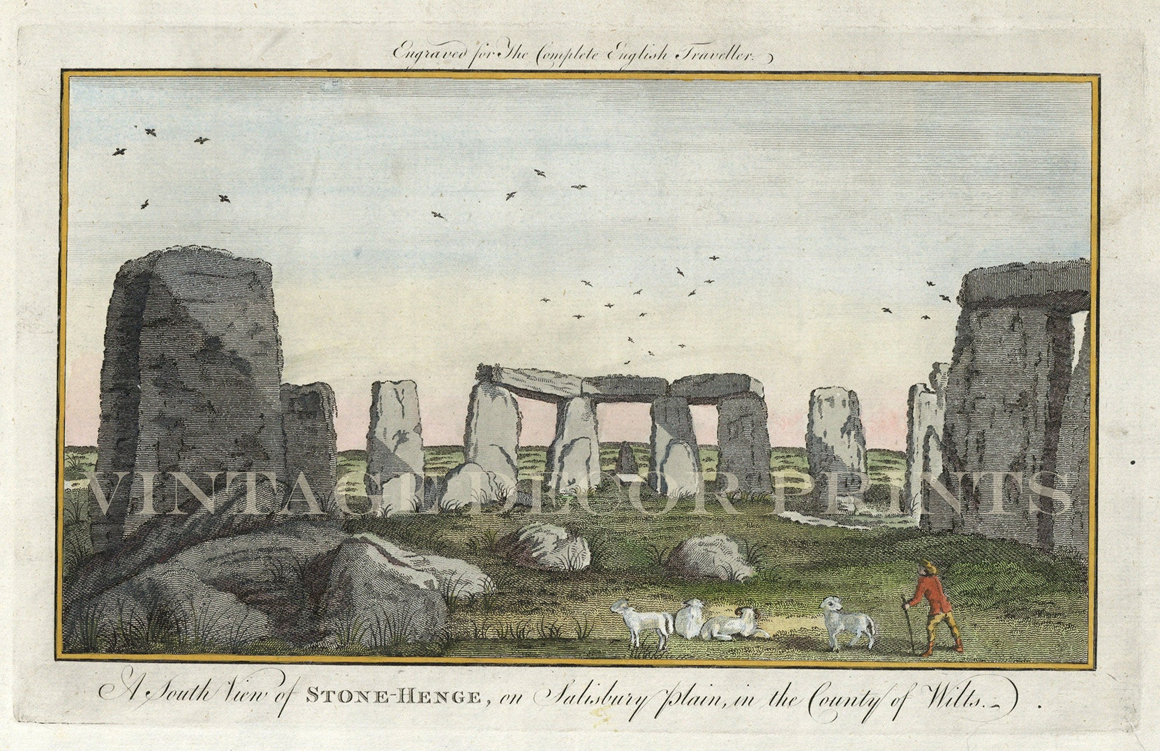 Stone Henge Original Antique Engraving of Stone-henge on Salisbury ...