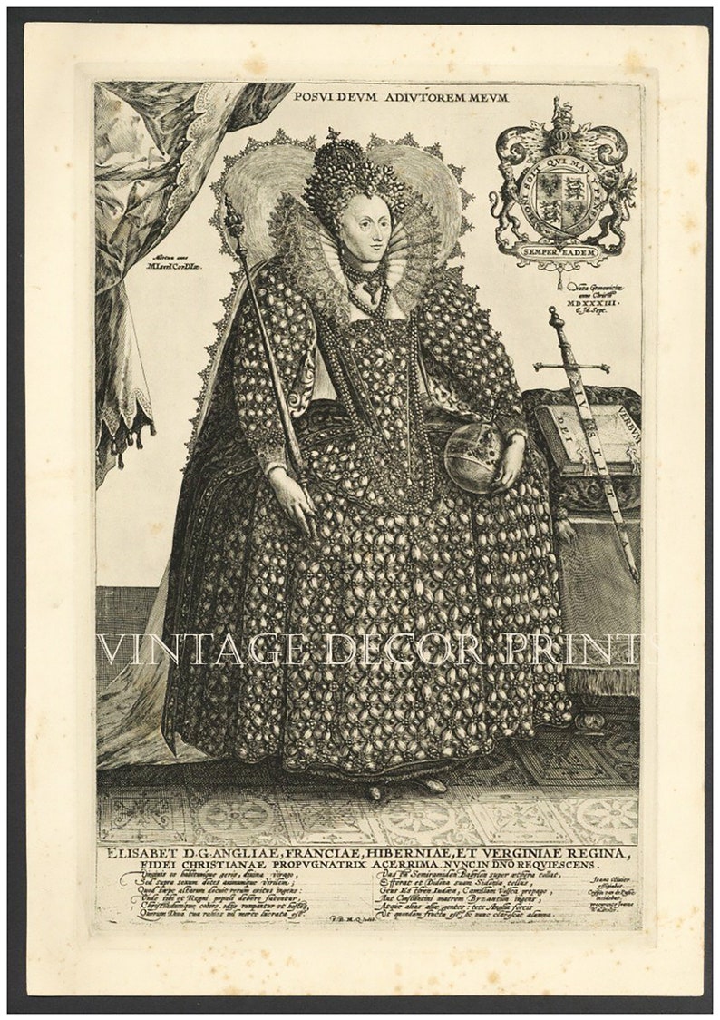Queen Elizabeth 1st by Crispijn De Passe the Elder (1564–1637) Full ...