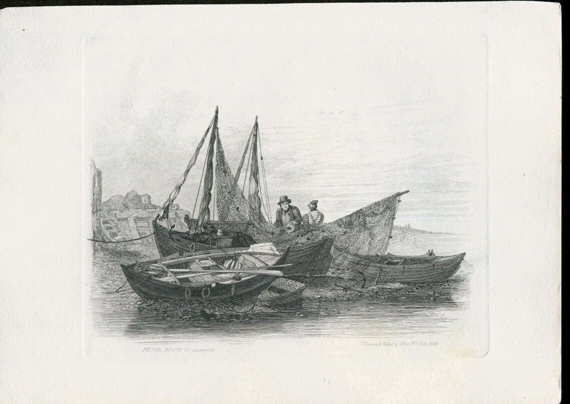 Coastal Boat Print Peter Boats at Greenwich 1829 E.W. Cooke - Etsy