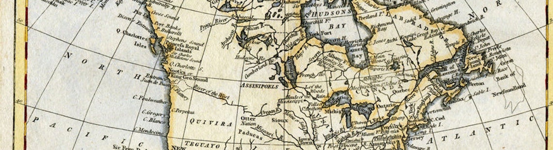 Map of North America. Antique Map Circa 1787. Retirement Gift for Man ...