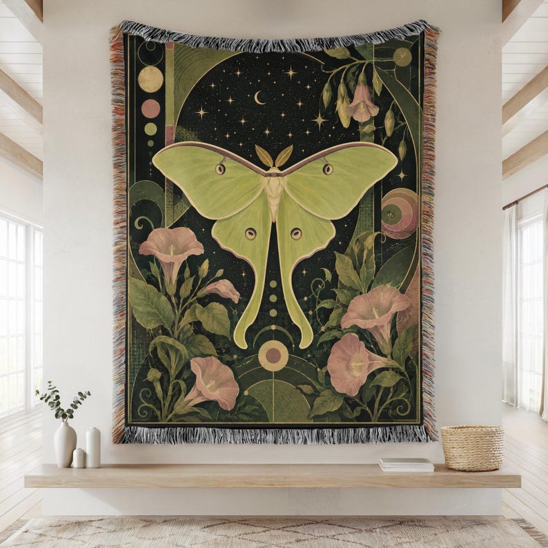 Luna Moth Frutiger Metro Art Print, Celestial Moon Moth Decor ...