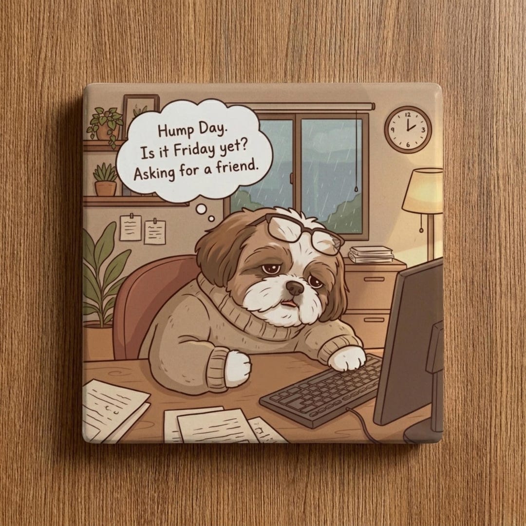 Funny Shih Tzu Coaster Set, Hump Day Desk Decor, Dog Mom Gift, WFH ...
