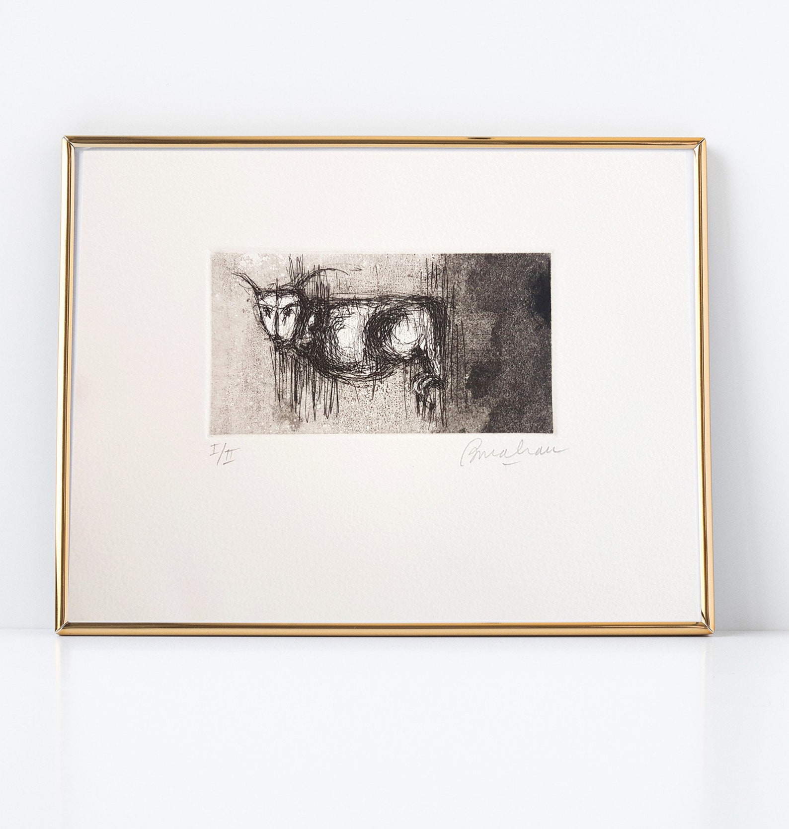 Gargoyle Art Print Fantastic Animal Drawing Original Etching Print - Etsy