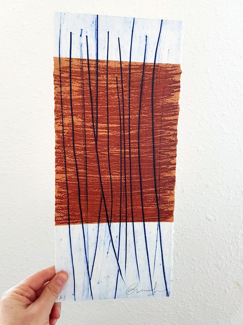 Vertical Abstract Etching Print Collograph Intaglio Art - Etsy