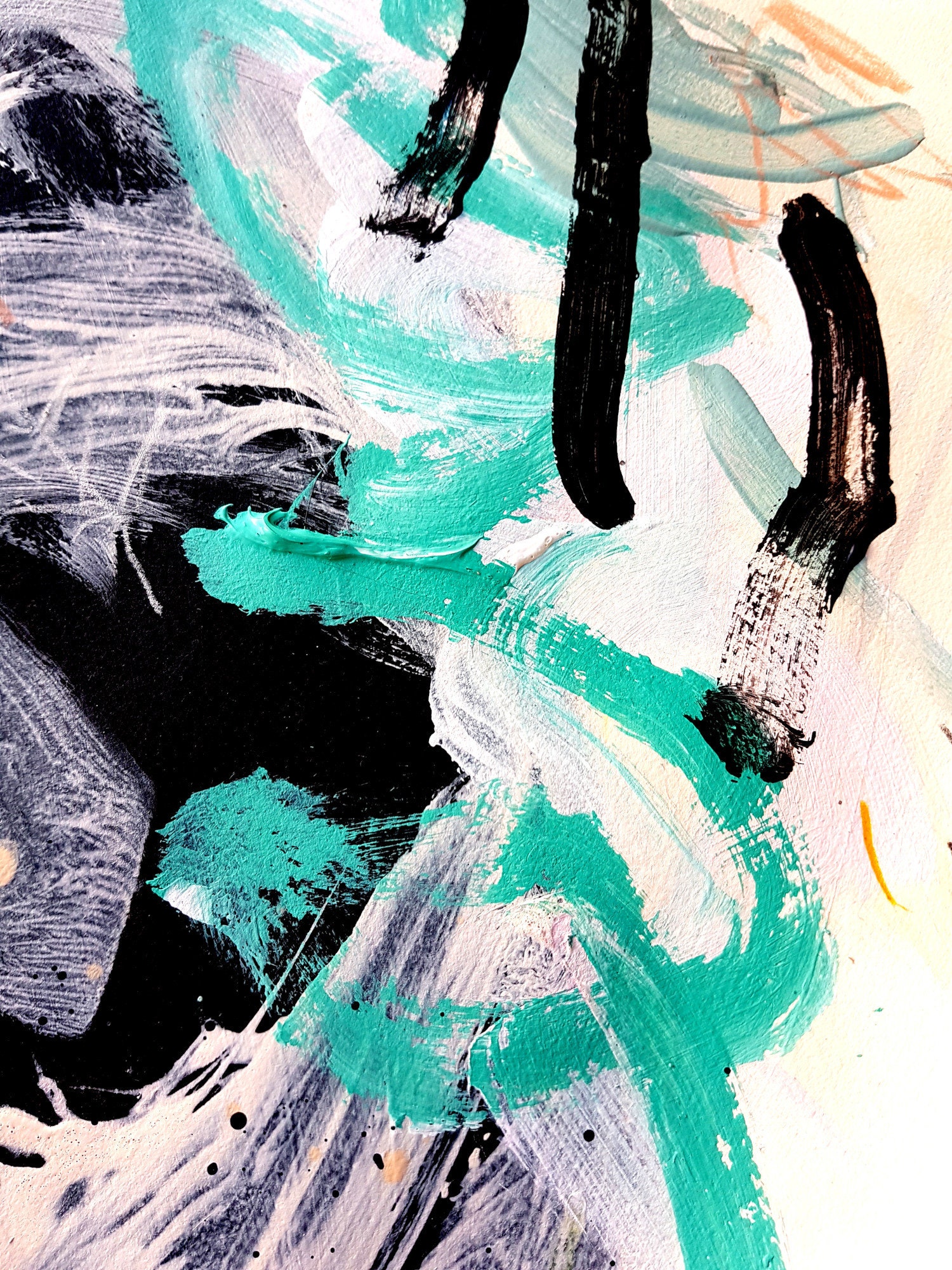 Ocean Abstraction Large Abstract Painting on Paper Blue Expressionist ...