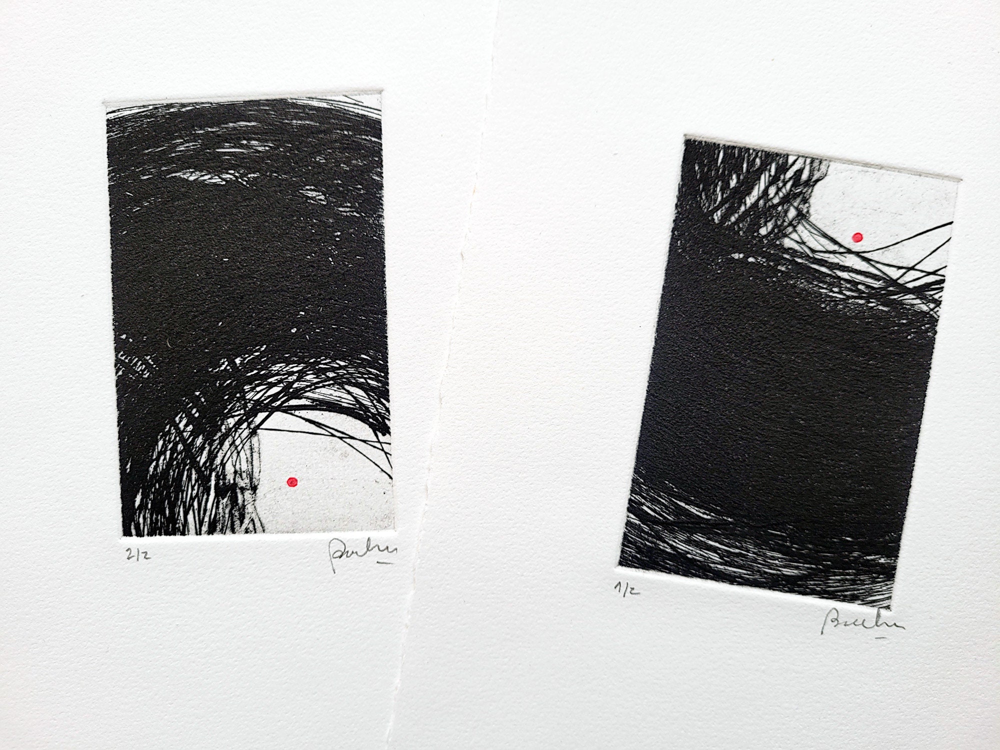 Abstract Printmaking Set of 2 Intaglio Art Original Etching Print Set ...