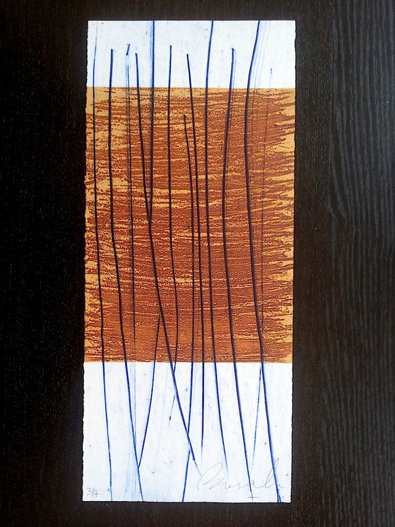 Vertical Abstract Etching Print Collograph Intaglio Art - Etsy