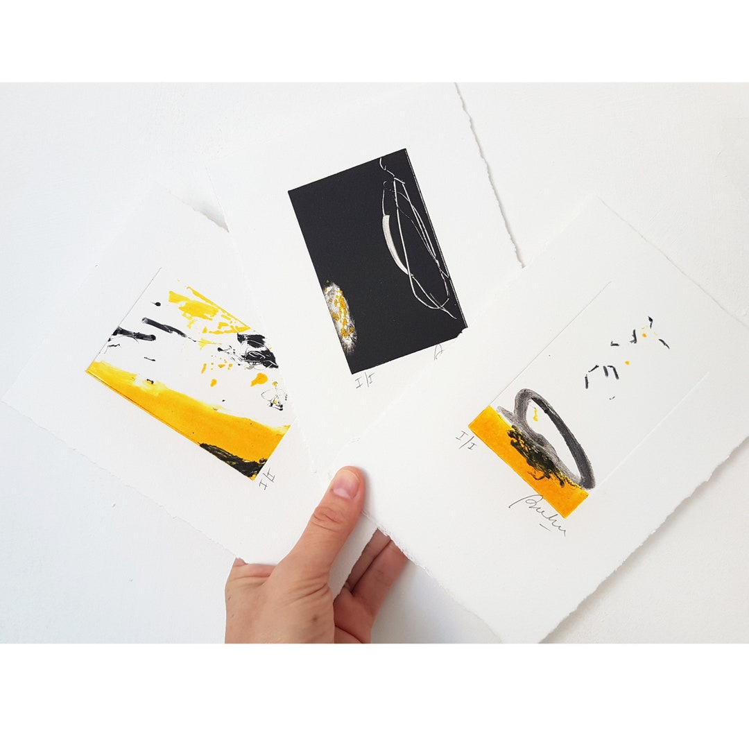 Small Abstract Printmaking Collection - Original Monotype Print Set - Etsy