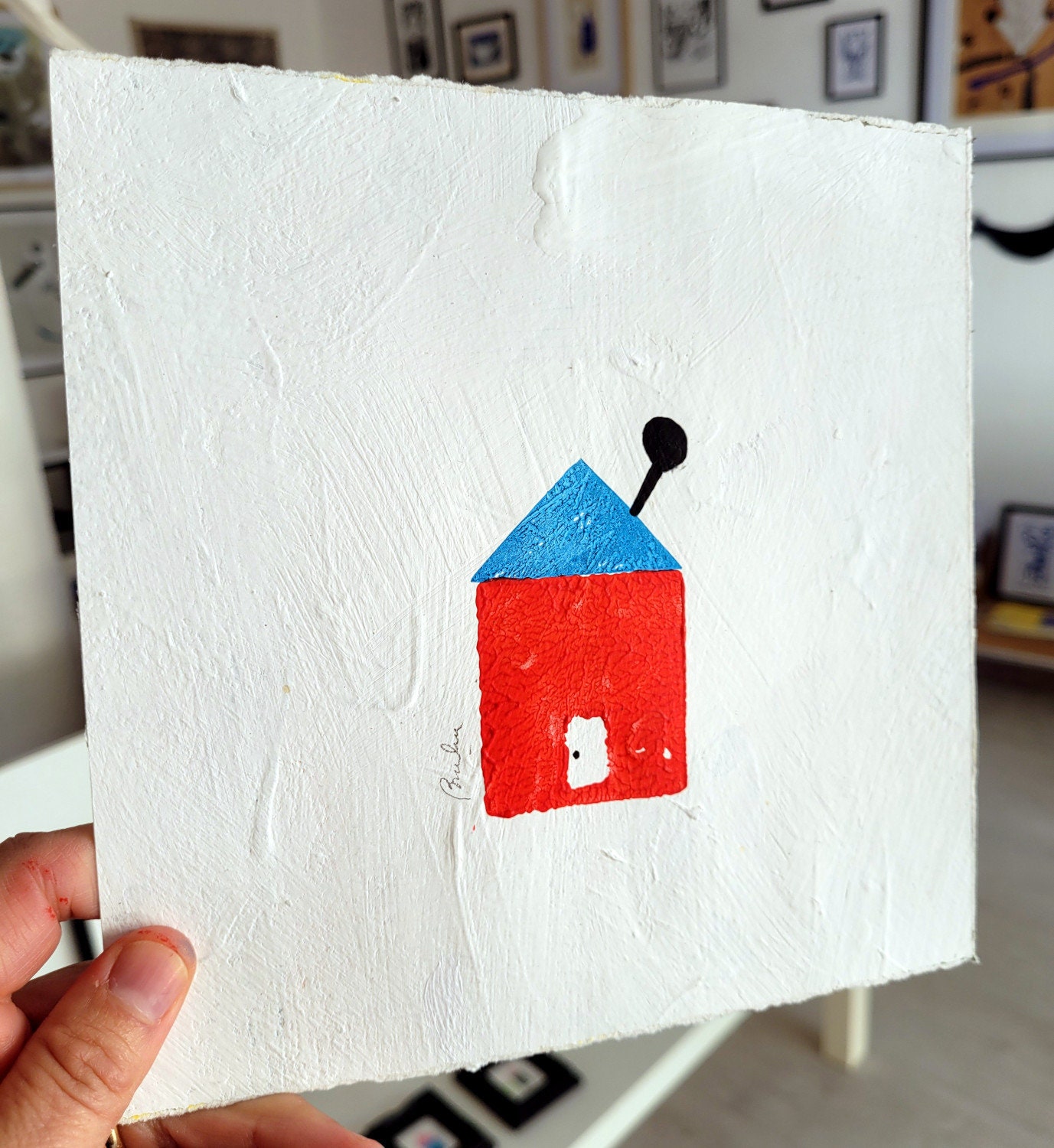 Small Minimalist House Painting Tiny House Illustration Red House ...