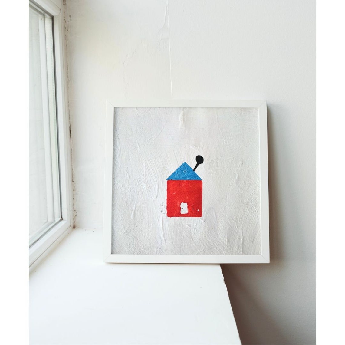 Small Minimalist House Painting Tiny House Illustration Red House ...