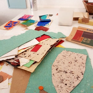 Handmade Paper Collage Painting - Small Abstract Paper Art - Original ...