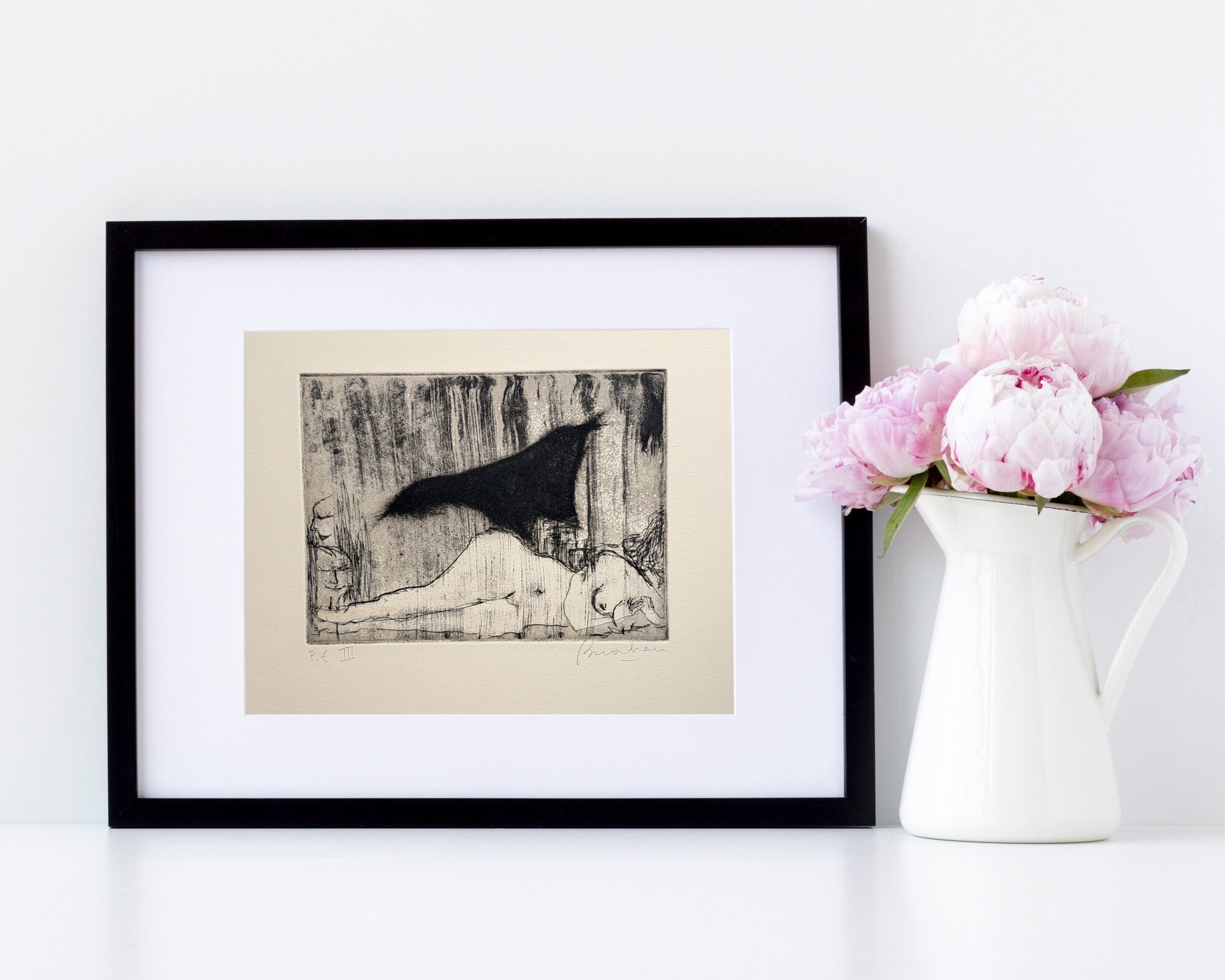 Woman Nude Black and White Etching Print Feminine Abstract Art Print - Etsy