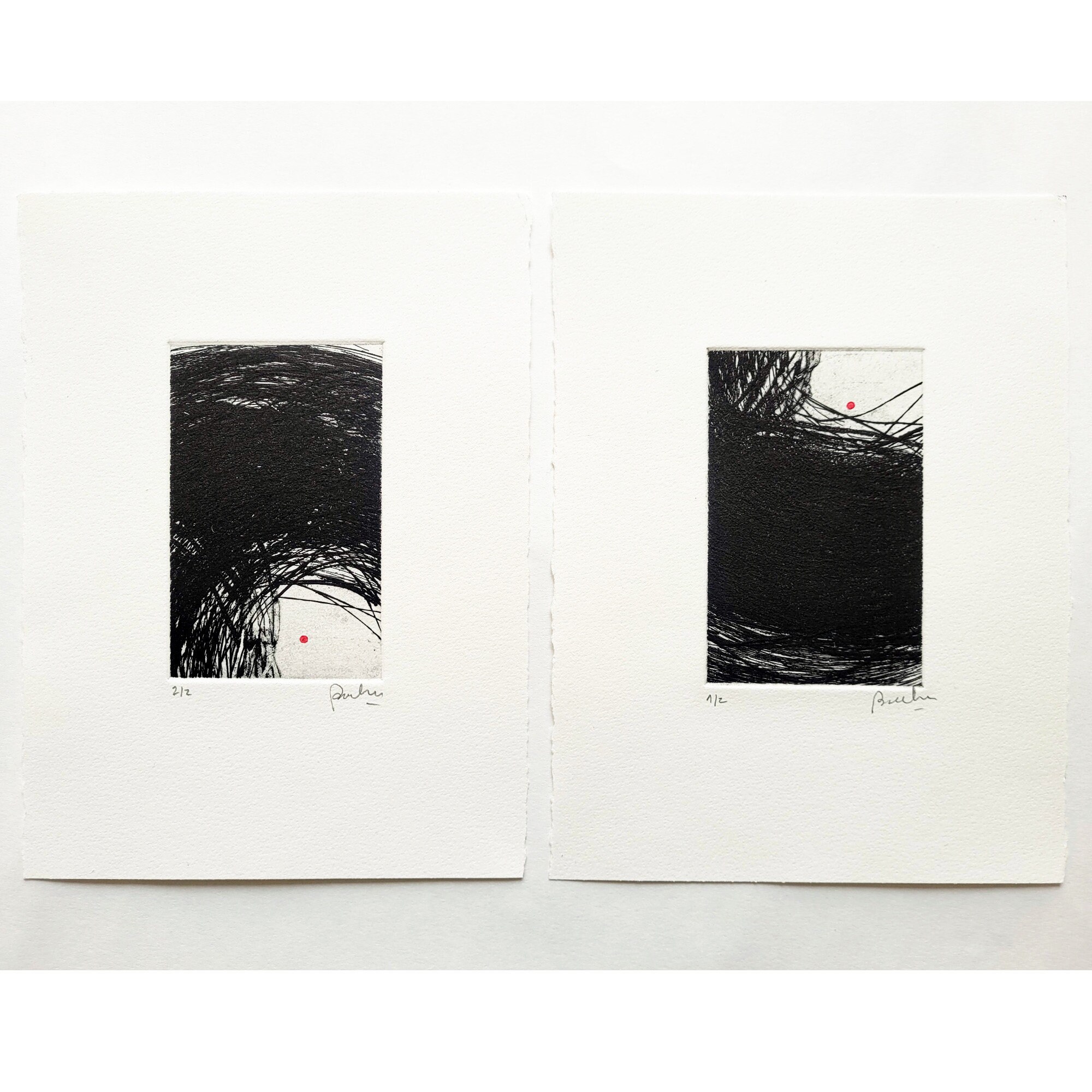 Abstract Printmaking Set of 2 Intaglio Art Original Etching Print Set ...