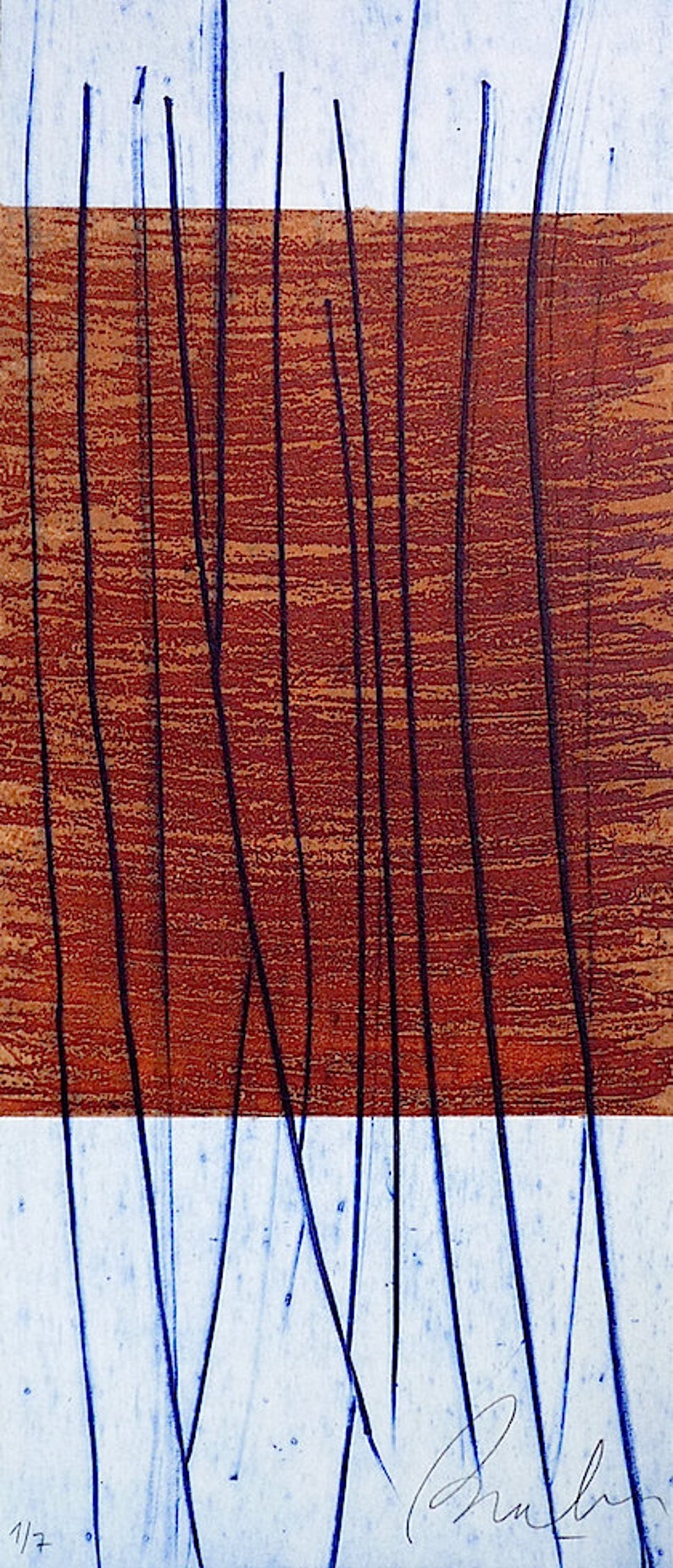 Vertical Abstract Etching Print Collograph Intaglio Art - Etsy