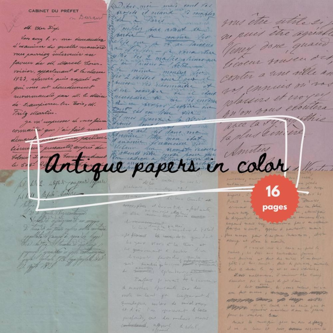 Antique Papers and Letters in Color - Old Handwriting Ephemera (digital ...