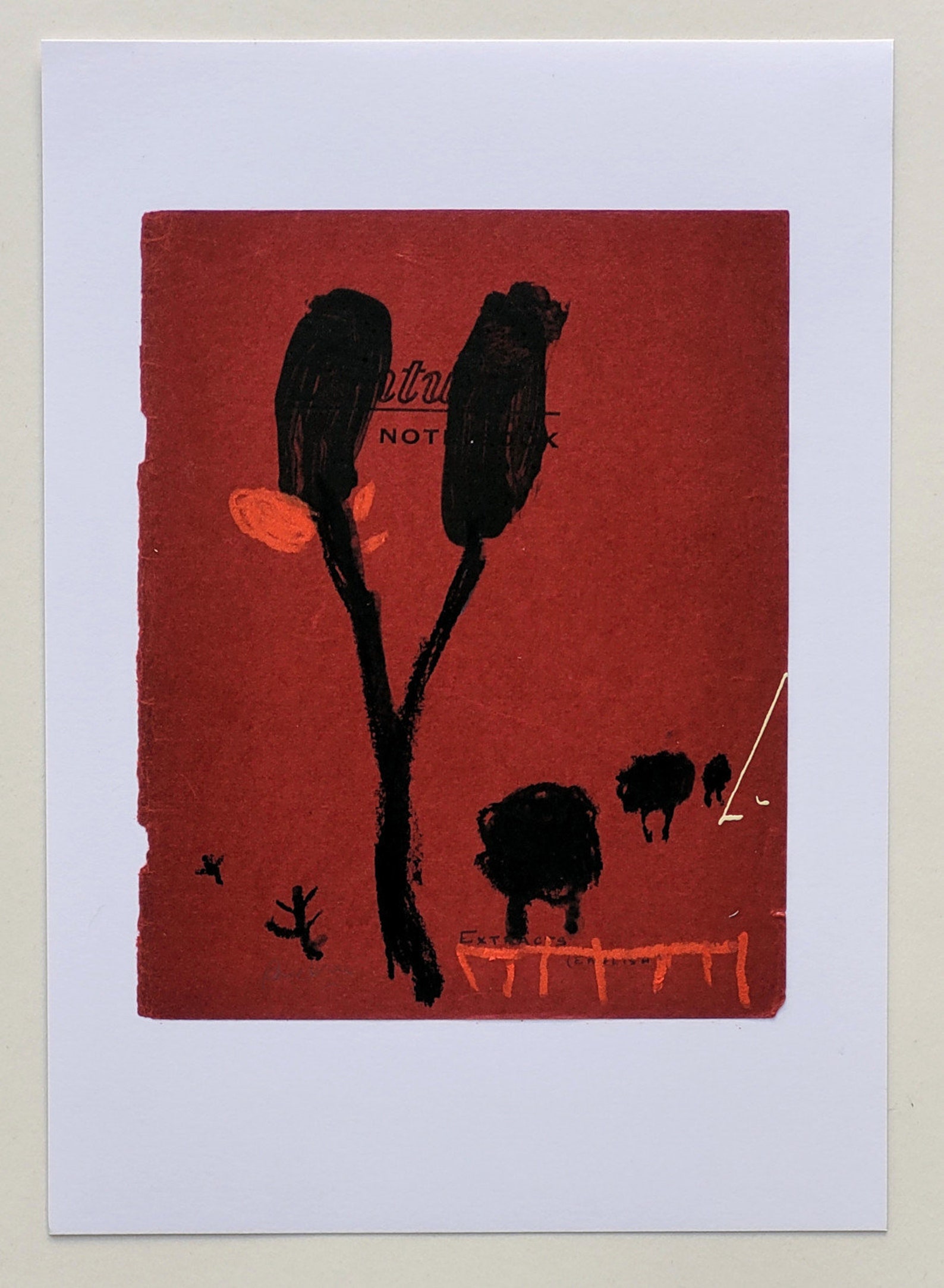 Minimalist Paintings on Vintage Paper Set of 2 Abstract - Etsy