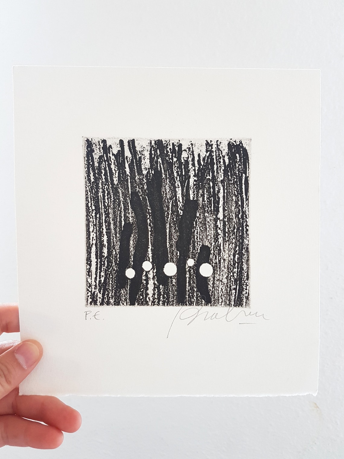 Small Black and White Abstract Etching Print Original Printmaking Fine ...