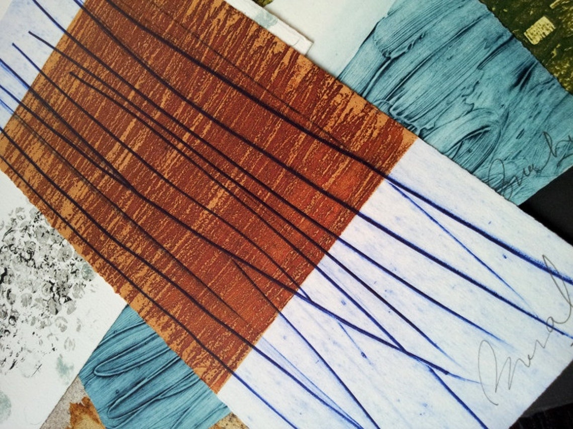 Vertical Abstract Etching Print Collograph Intaglio Art | Etsy