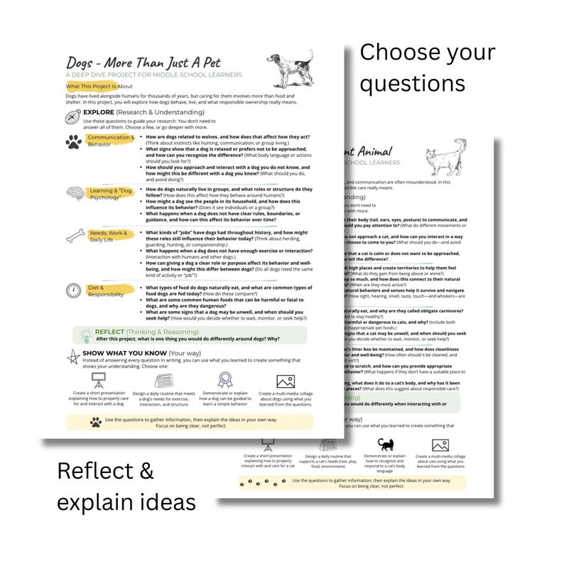 Middle School Animal Research Projects | 5 Pet Studies (PDF Download ...