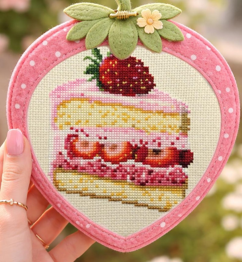 Strawberry Cheesecake Cross Stitch Pattern, Beginner Friendly Sewing ...