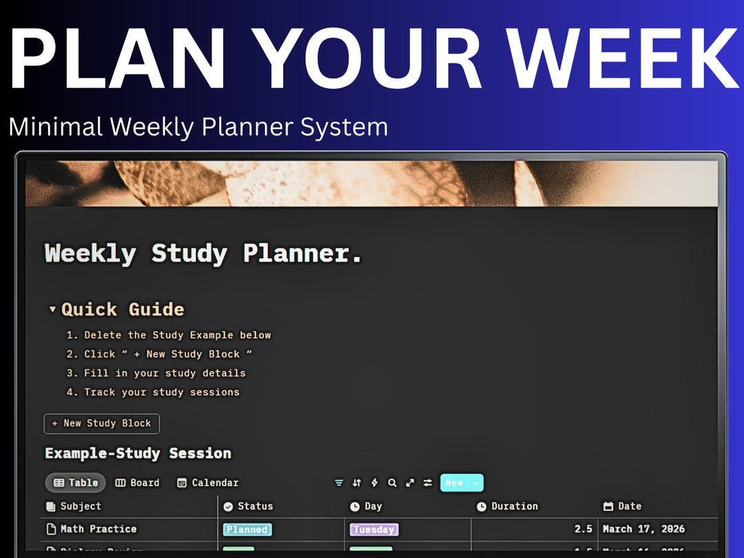 Simple Weekly Planner for Students | Study Schedule & Time Management ...