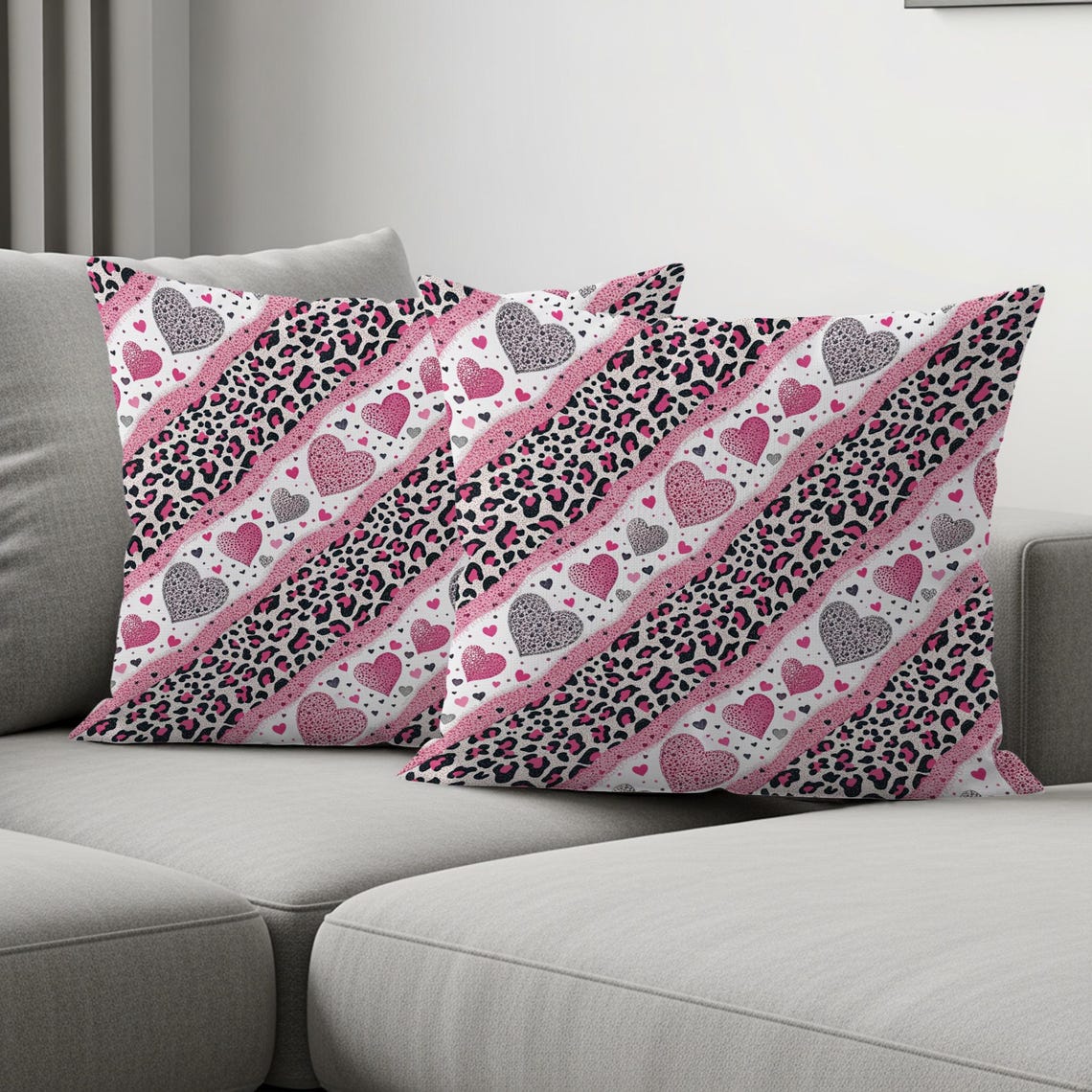 Pink Leopard Heart Digital Paper, Trendy Animal Print Sublimation PNG ...