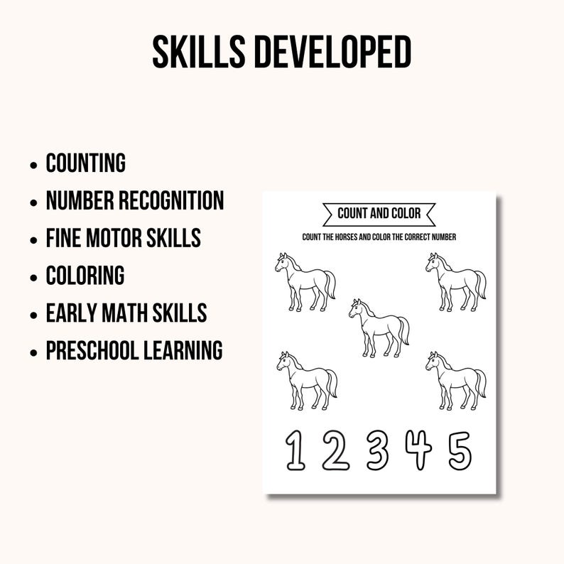 Farm Count and Color Worksheets, Preschool Farm Math Printable Ages 3-5 ...
