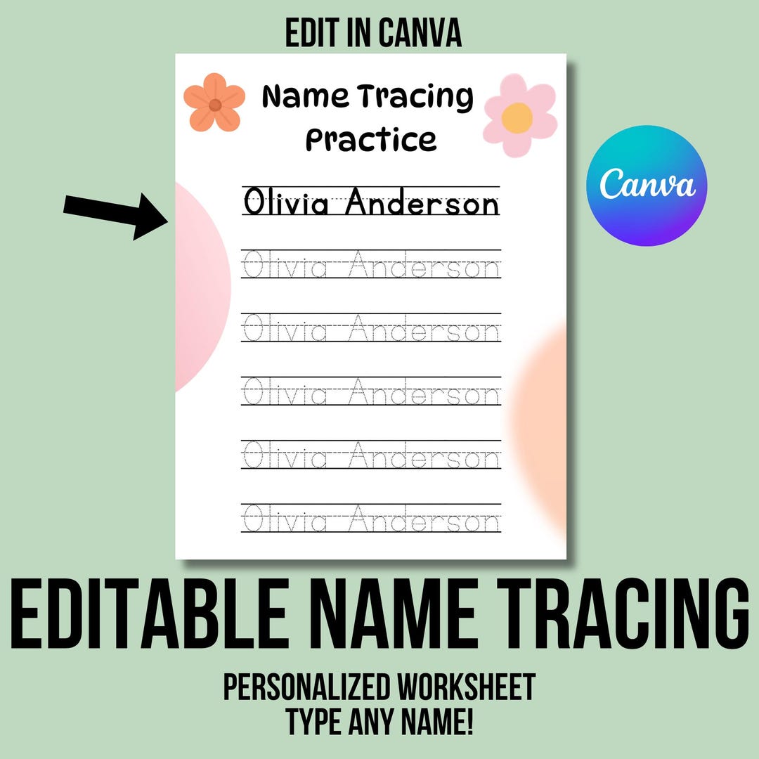 Editable Name Tracing Worksheet, Preschool Handwriting Practice ...