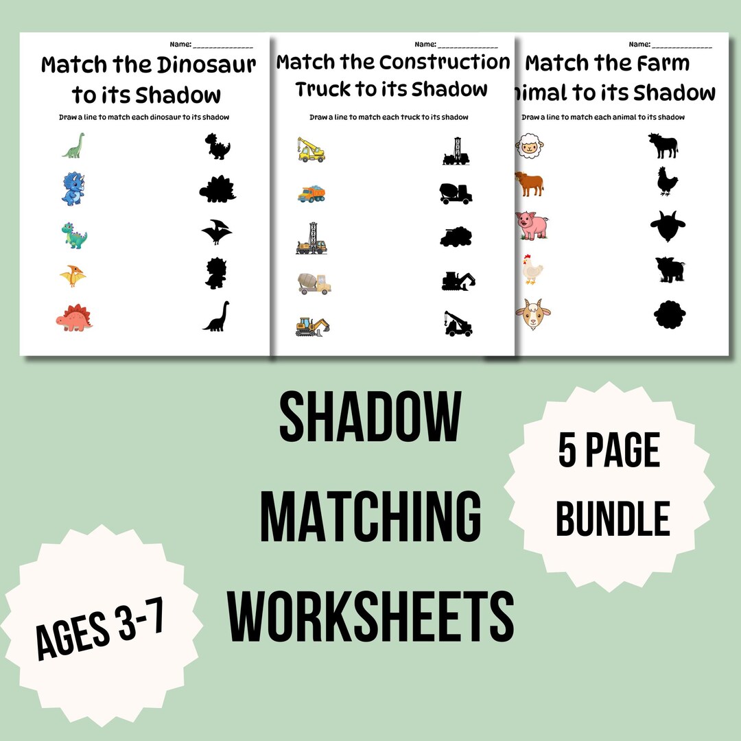Shadow Matching Worksheets for Preschool, Printable Matching Activity ...