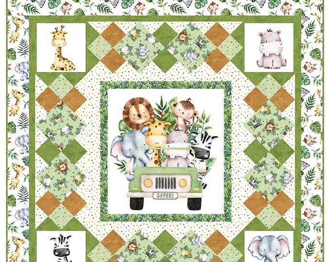 What We'll See Quilt Kit Northcott W/growth Panel Wee Safari Jungle ...