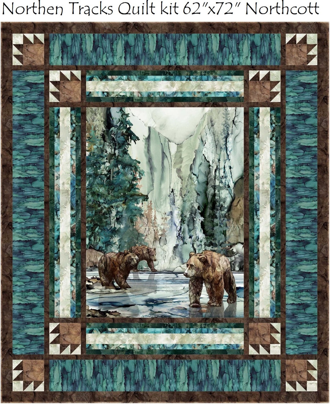 Northern Tracks Bears Quilt Kit 62x72 by Northcott Northern - Etsy